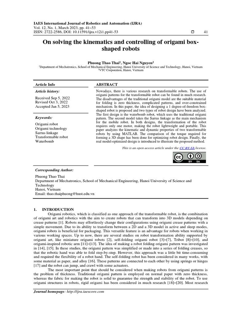 On Solving The Kinematics and Controlling of Origami Box-Shaped Robots ... On Solving The Kinematics and Controlling of Origami Box-Shaped Robots ...