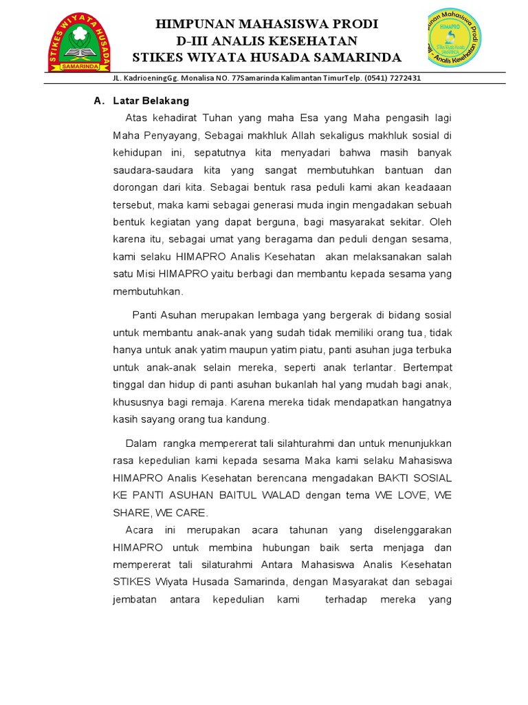 Proposal Baksos 2019 | PDF