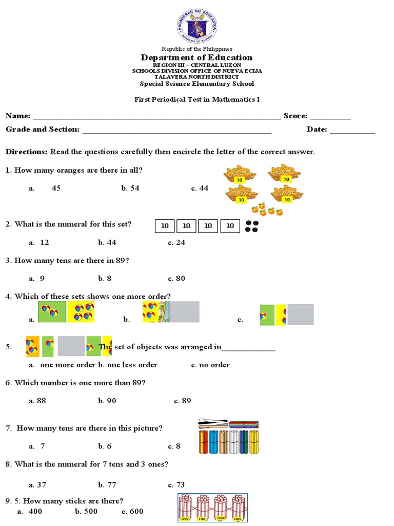 Q1 PT Math I Sses | PDF | Mathematics