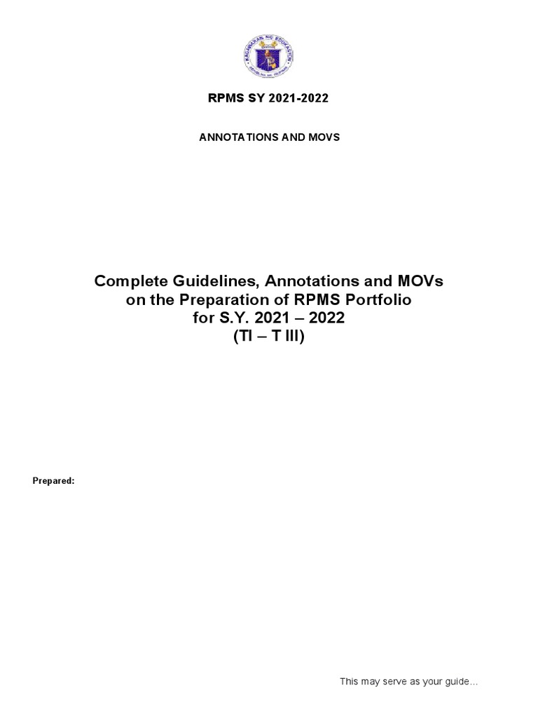 Annotations-RPMS-2021-2022 (AutoRecovered) | PDF | Learning ...