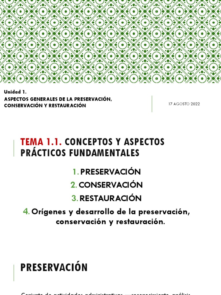 1 Conceptos Preservacion Conservacion Restauracion Origenes | PDF
