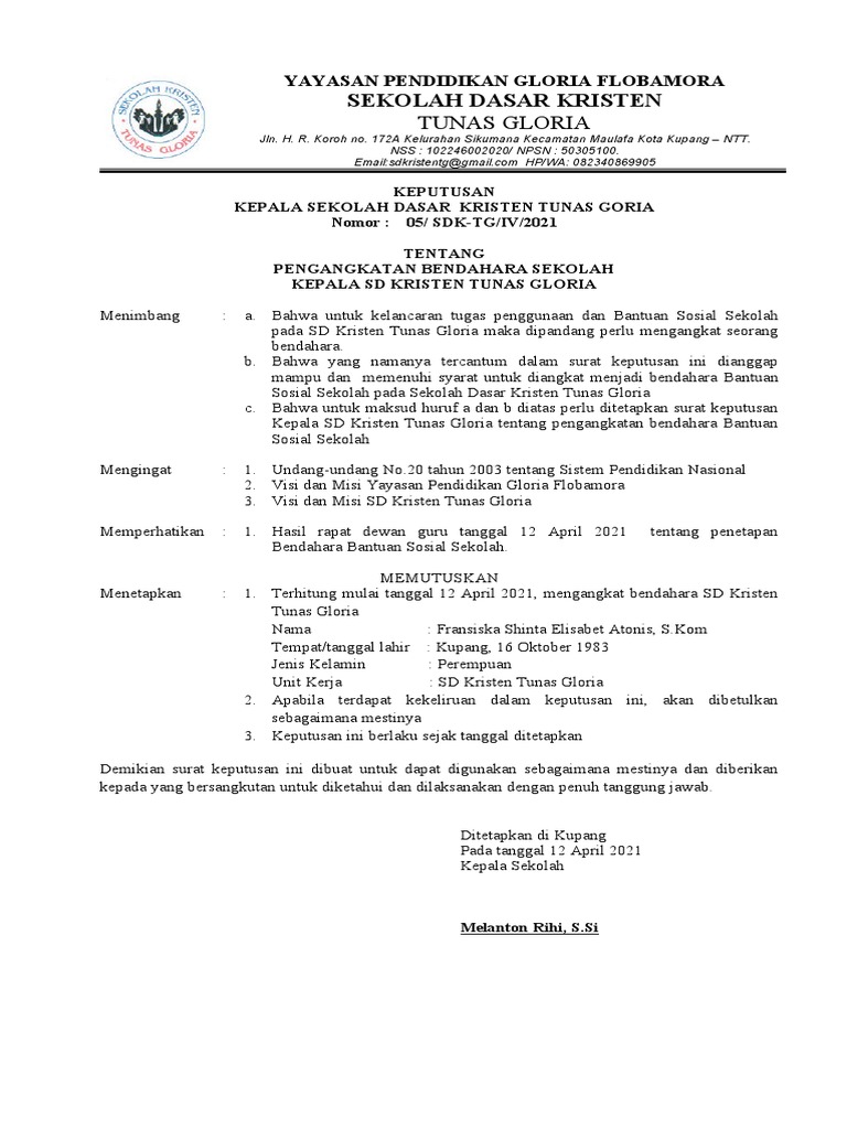 SK Bendahara Bos SD - 2021 | PDF