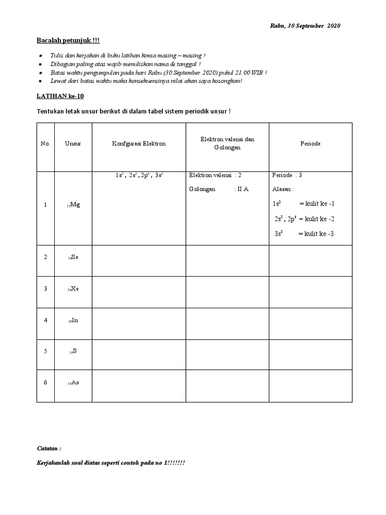Latihan 10. Hubungan Konfigurasi Elektron Dengan Letak Unsur 2 | PDF