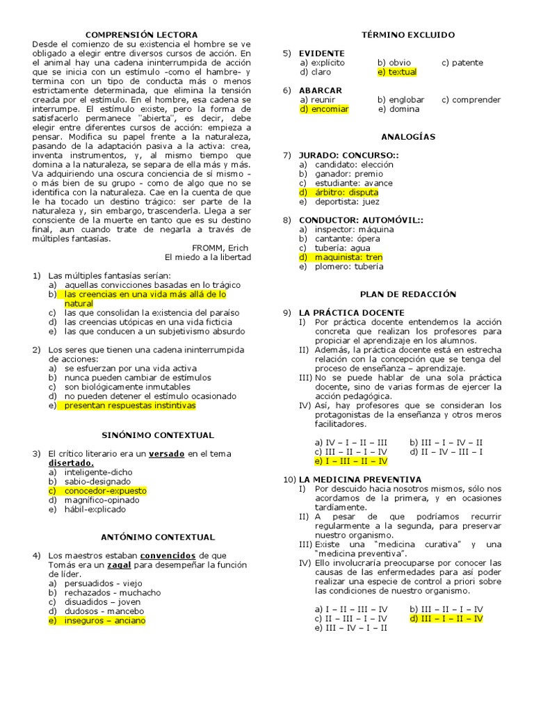 Exa-07 Verbal (1° y 2°) | PDF
