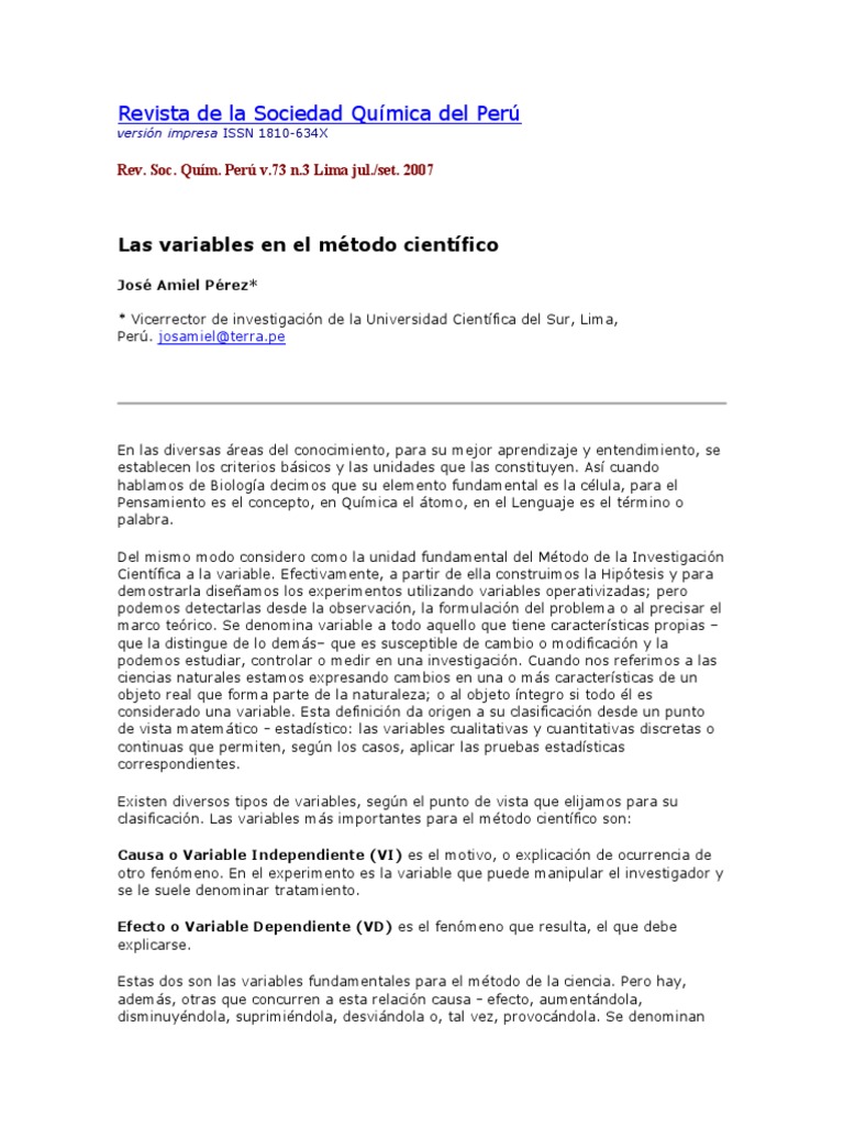 Variables en el Método Científico | PDF | Método científico | Adn