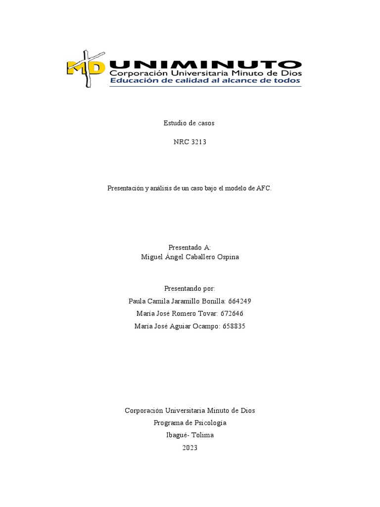 Caso y Modelo Afc | PDF | Terapia de conducta cognitiva | Psicoterapia
