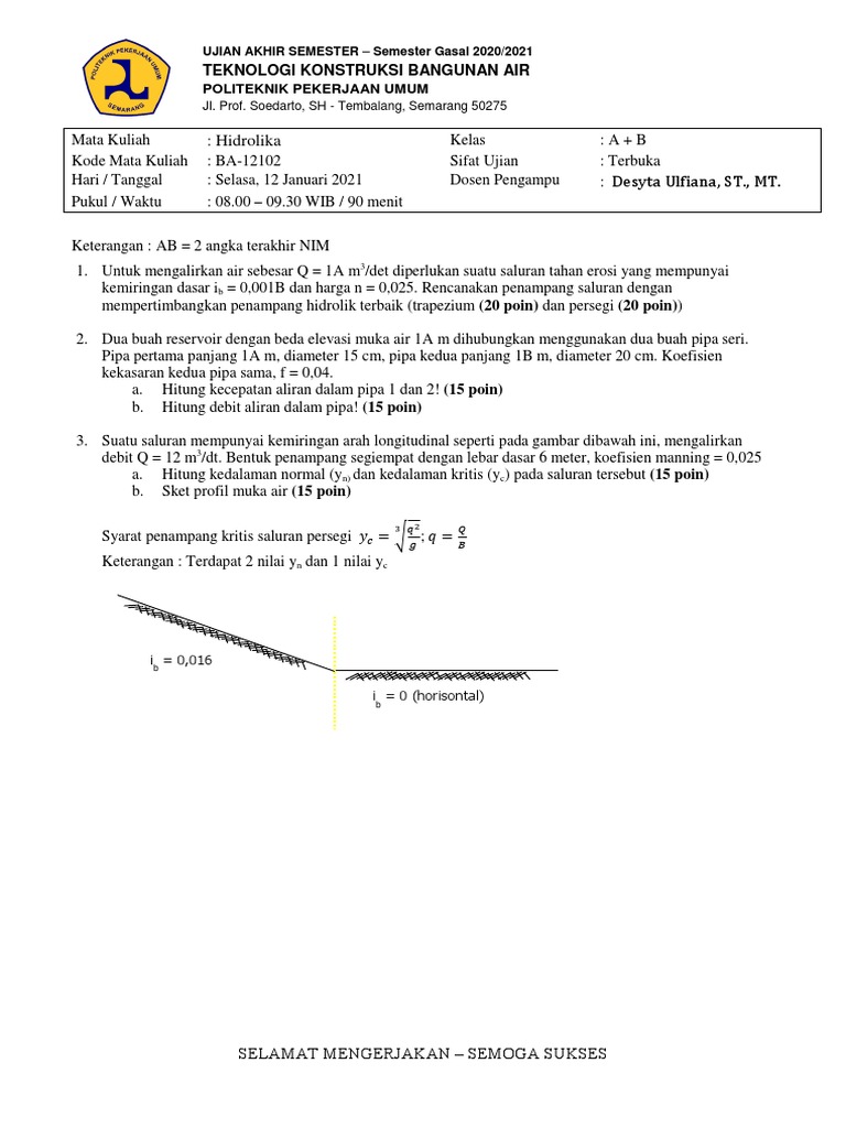 Soal UAS Hidrolika | PDF
