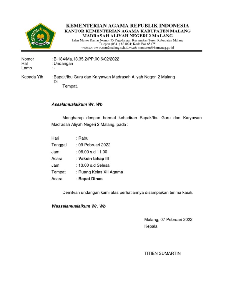 Contoh Surat Undangan - 2022 Baksos | PDF