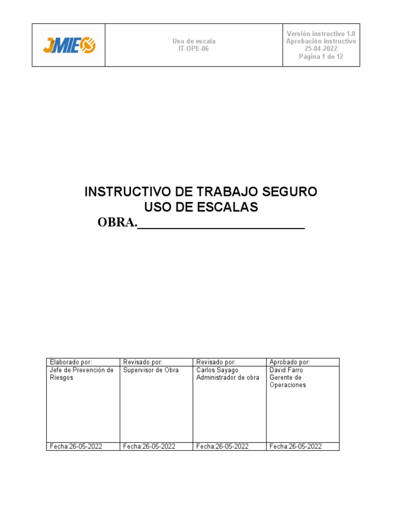 IT-OPE-06 Instructivo Uso de Escalas | PDF | Escalera