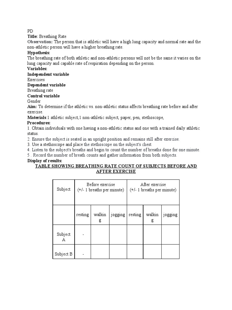 Planning and Design 1 - Breathing Rate | PDF | Breathing | Respiratory ...