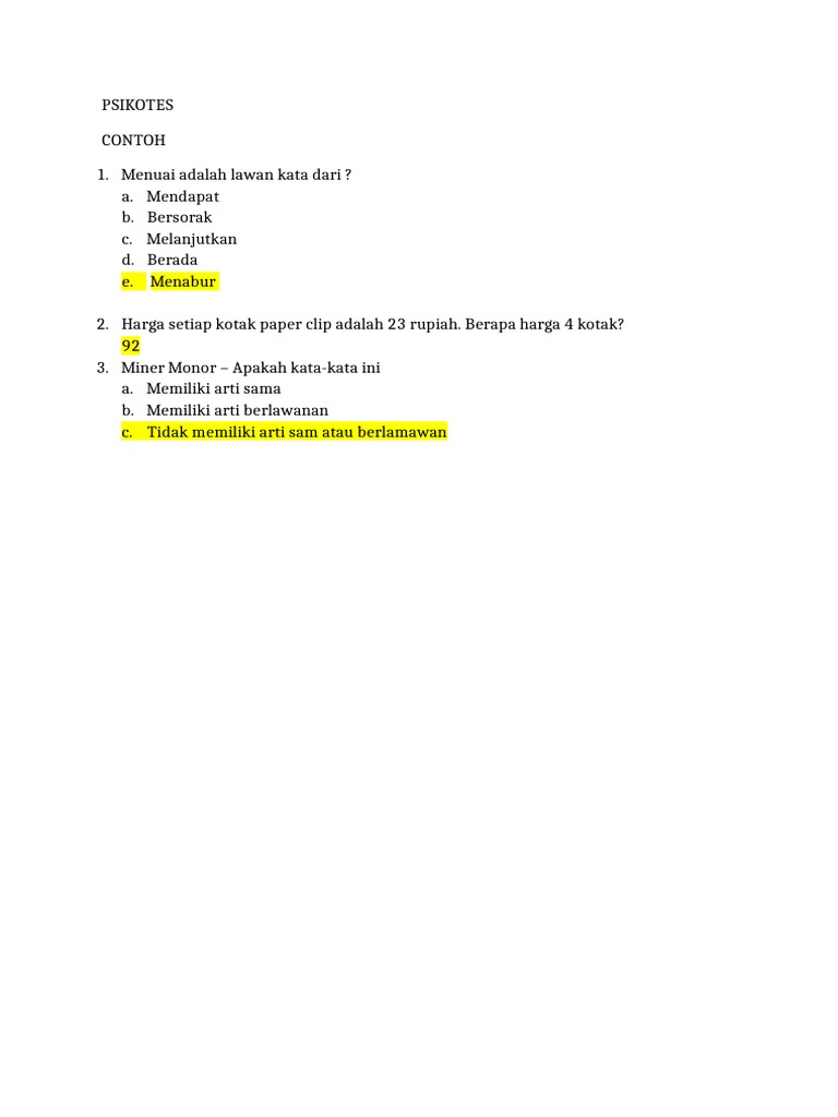 Tes Kemampuan Berpikir Secara Logis dan Analitis | PDF