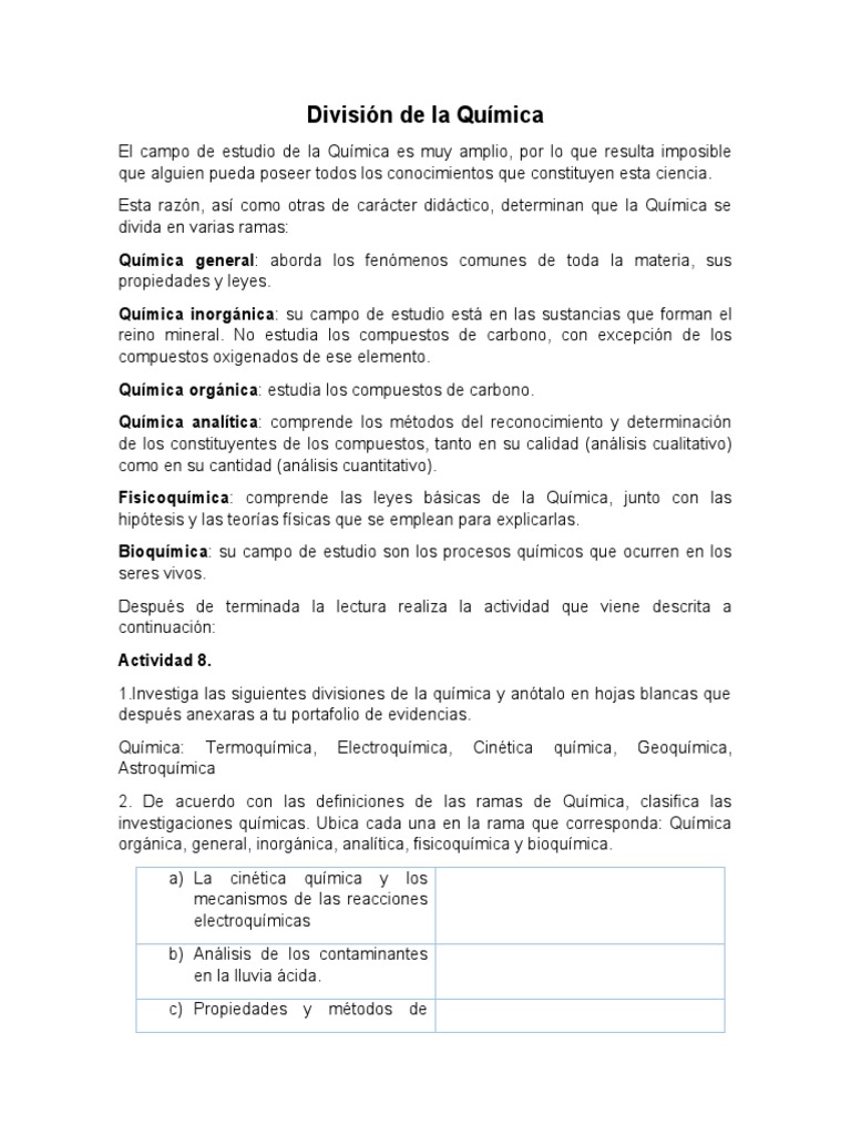 División de La Química | PDF