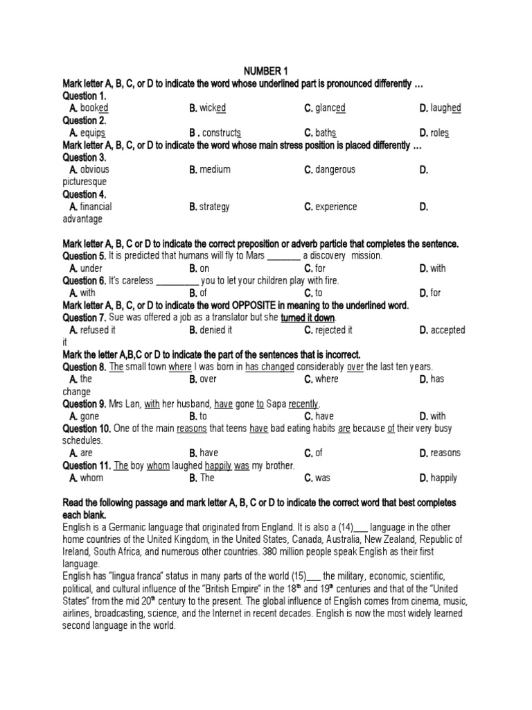 English Language Proficiency Assessment: A Comprehensive Exam | PDF | English Language | Venice