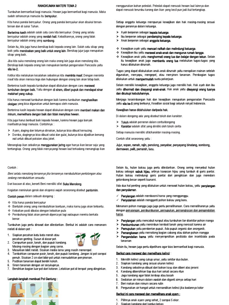 Rangkuman Pembelajaran Tema 2 Kelas 3 | PDF