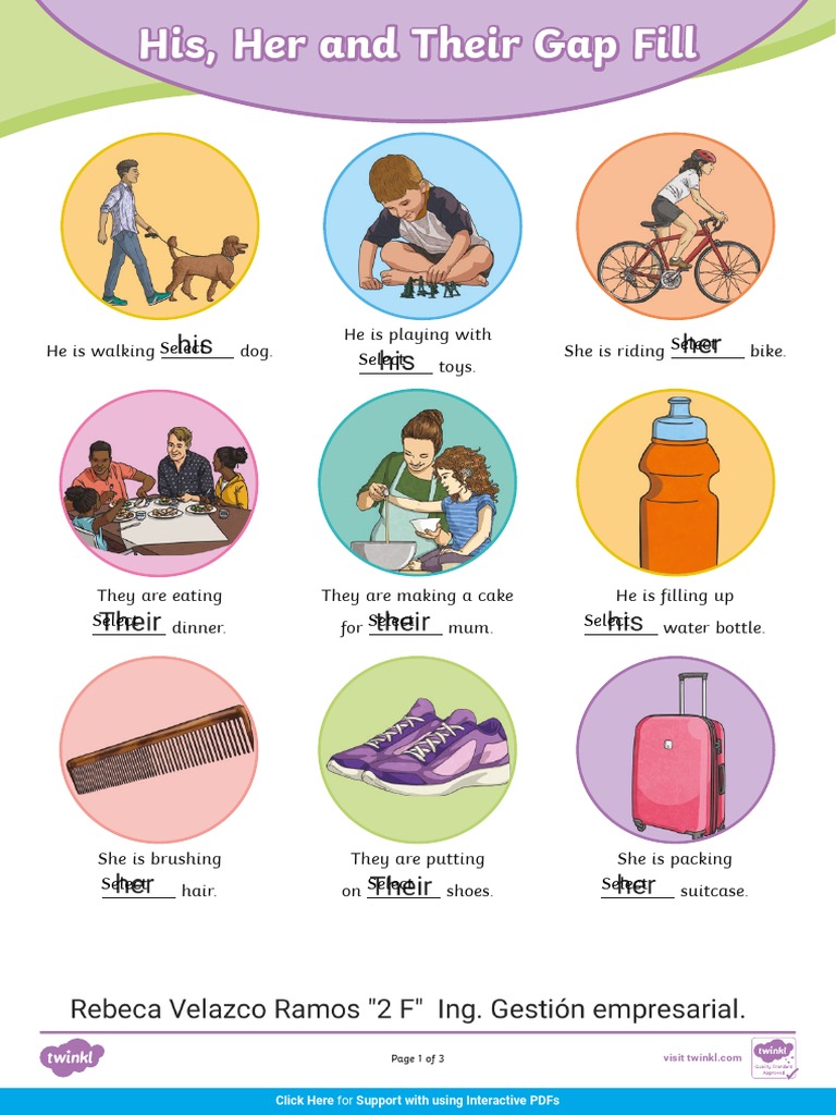 His Her and Their Gap Fill | PDF