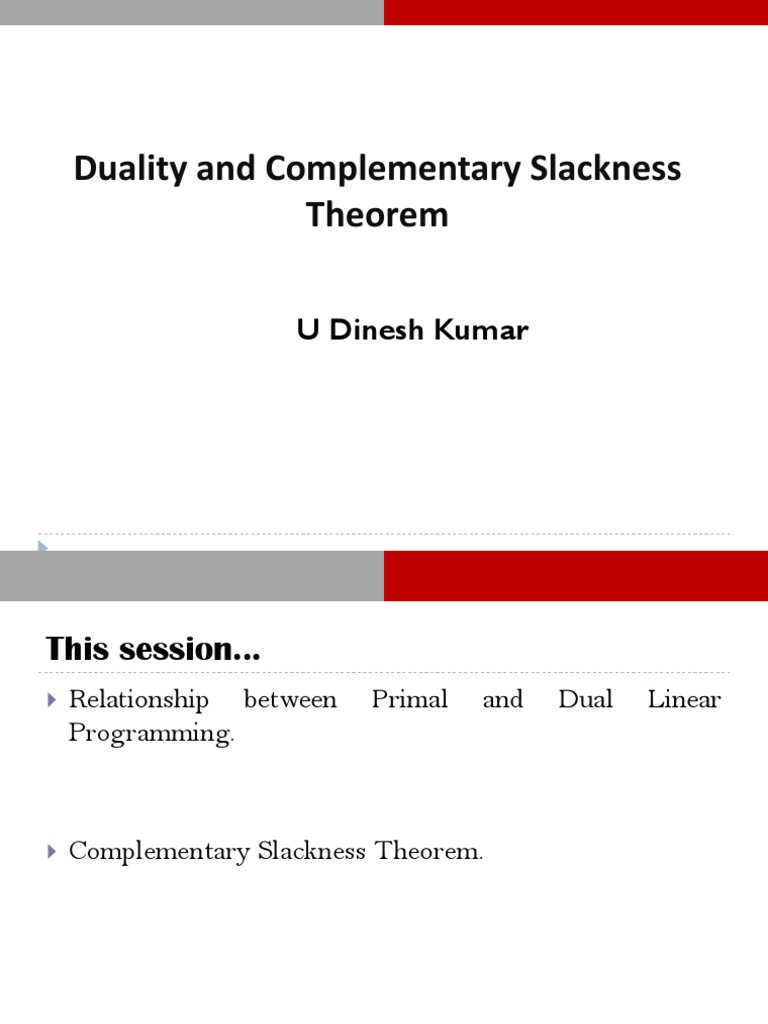 Dual Linear Programming and Complementary Slackness | PDF | Linear ... Dual Linear Programming and Complementary Slackness | PDF | Linear ...