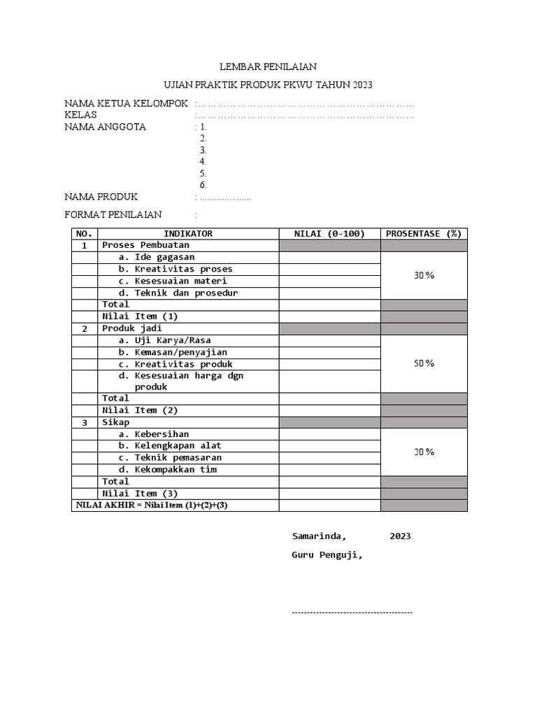 Lembar Penilaian Praktik Pkwu | PDF | Komputer