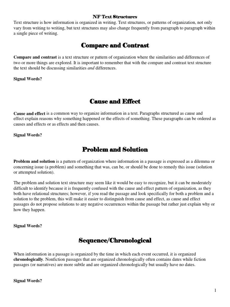 Intro To Text Structures | PDF | Causality | Information