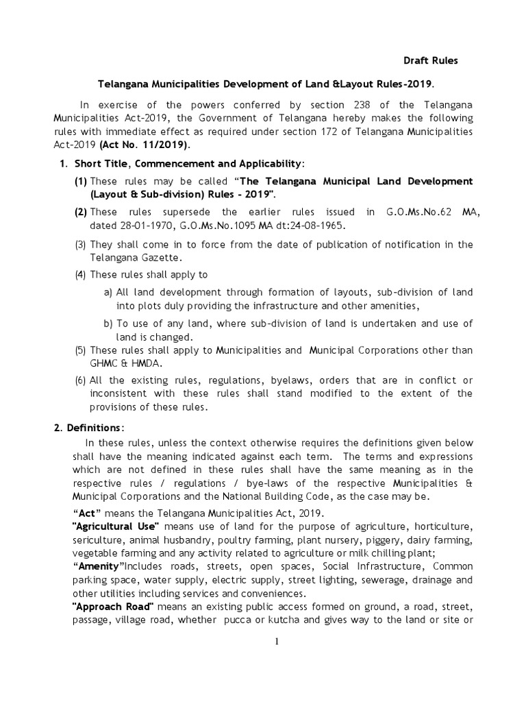 Layout - Rules Telangana | PDF | Street | Road