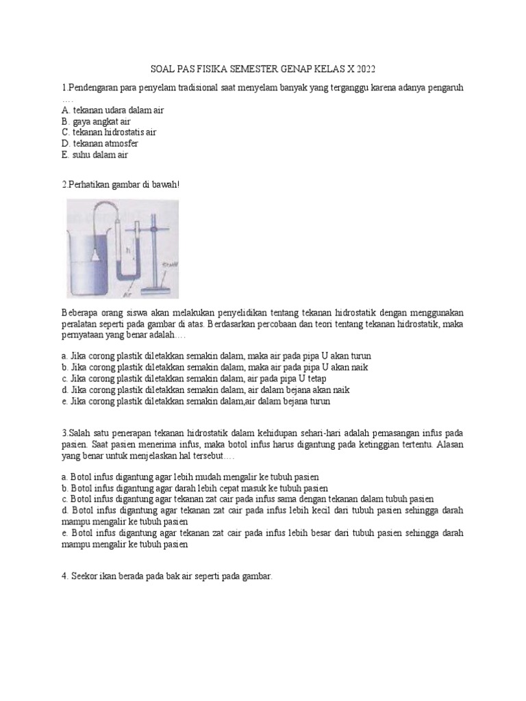 Soal Pas Fisika Semester Genap Kelas X 2022 | PDF