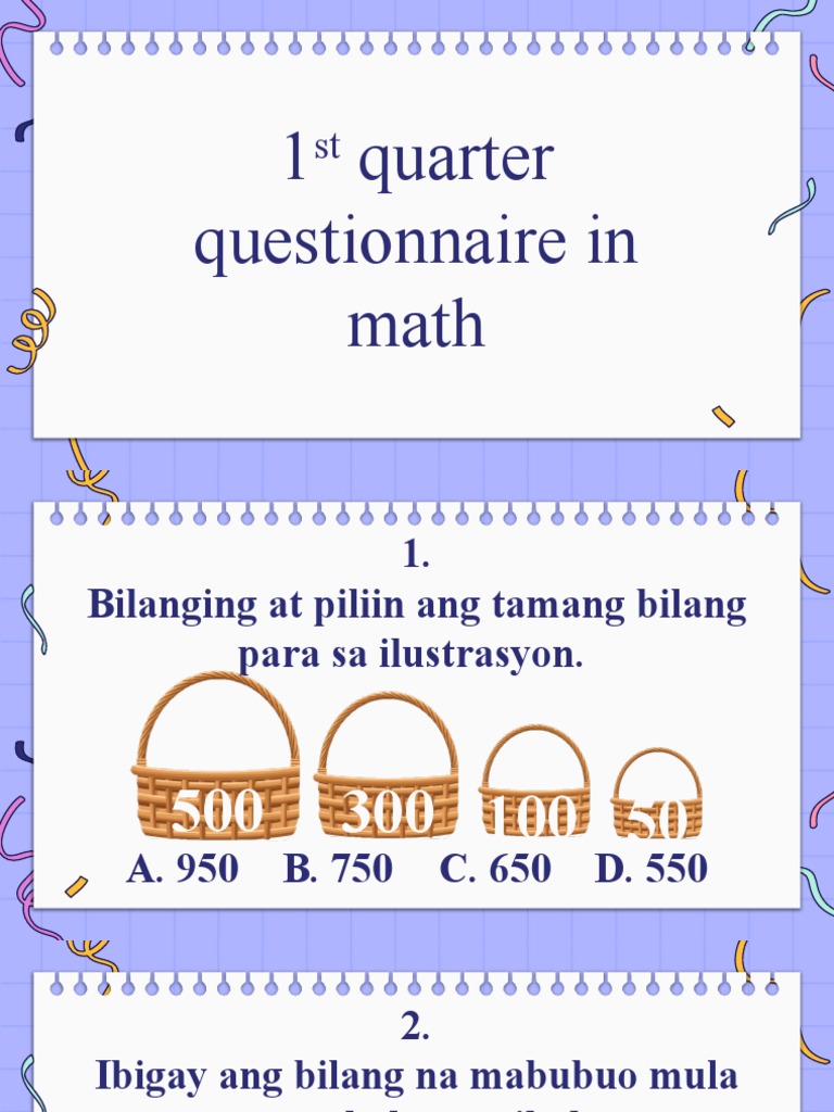 1st Quarter Questionnaire in Math | PDF