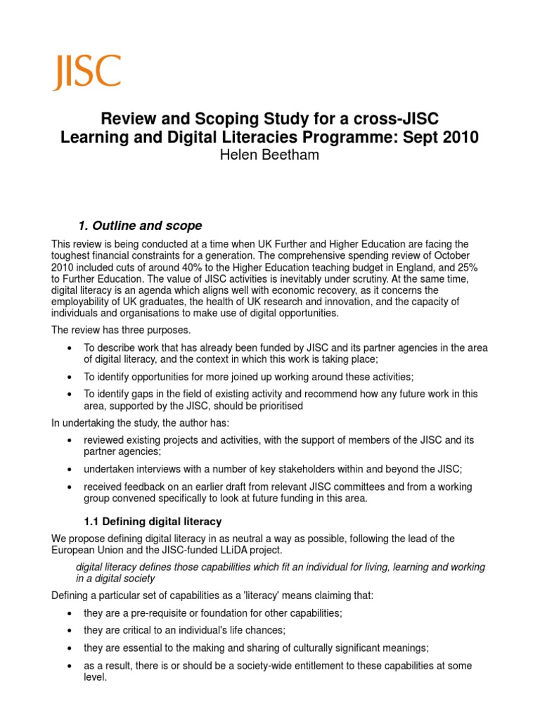 JISC Digital Literacy Review 2010 | PDF | Educational Technology | Literacy