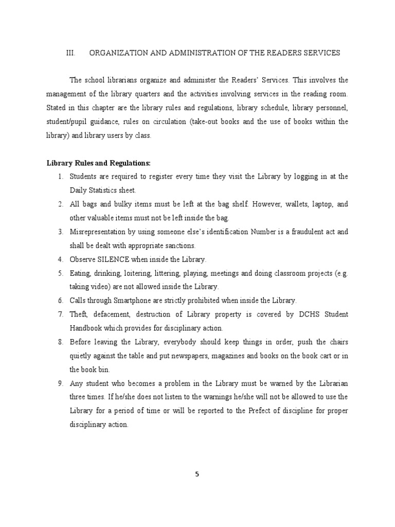 Library Rules and Regulations | PDF | Libraries | Books