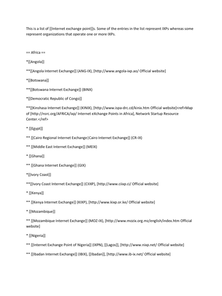 List of Ixps | PDF | Computer Networking | Information Technology