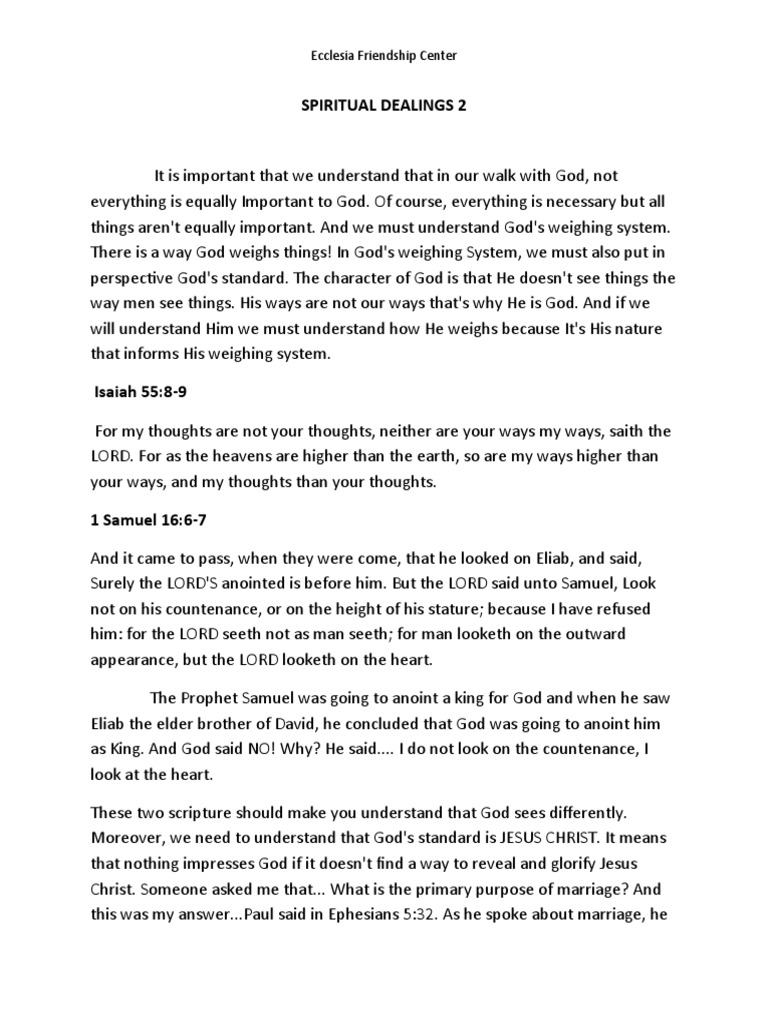 Spiritual Dealings 2 - Efc | PDF | David | Resurrection Of Jesus