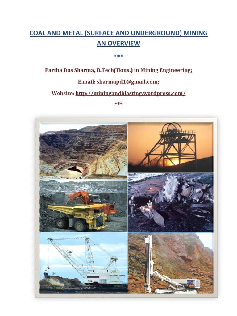 Overview Of Surface And Underground Mining Pdf Coal Mining Mining