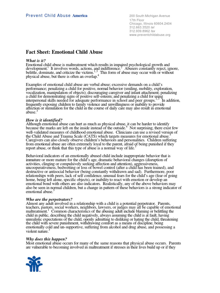 Understanding Emotional Child Abuse | PDF | Psychological Abuse | Child ...