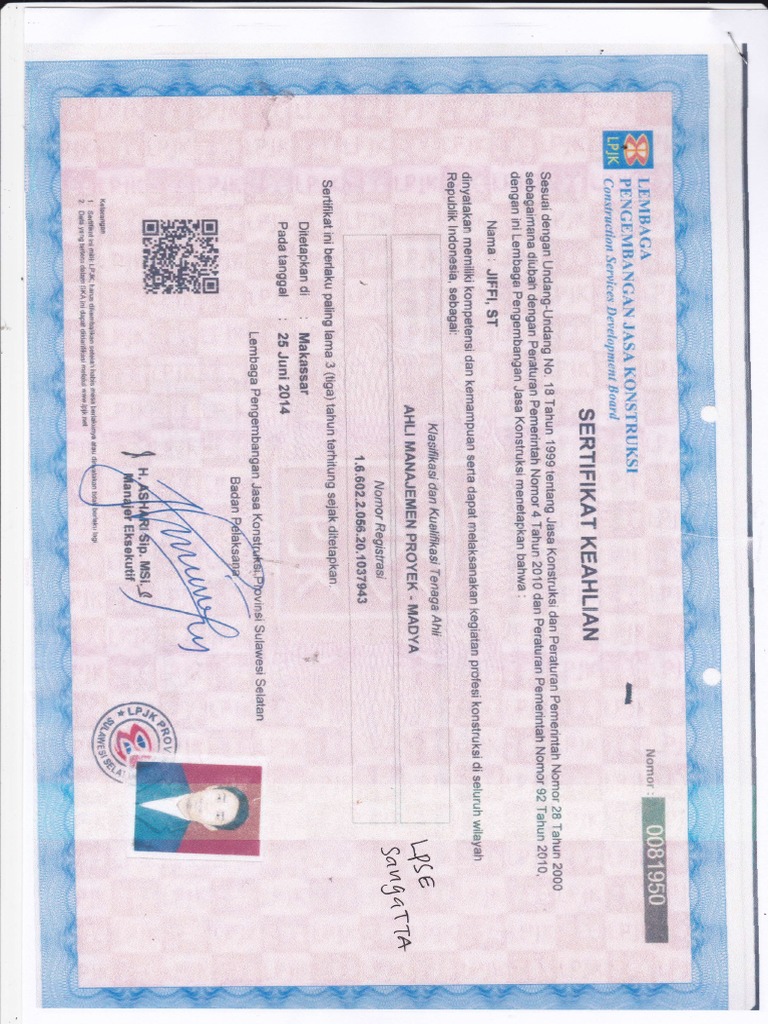 Jiffi - S1 Arsitek - SKA Manajemen Proyek Madya | PDF