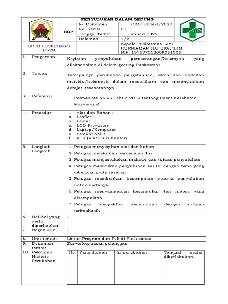 SOP Penyuluhan Dalam Gedung | PDF