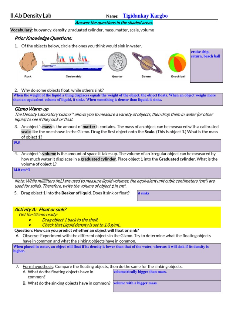 II.4.b DensityLab-3 | PDF | Buoyancy | Density