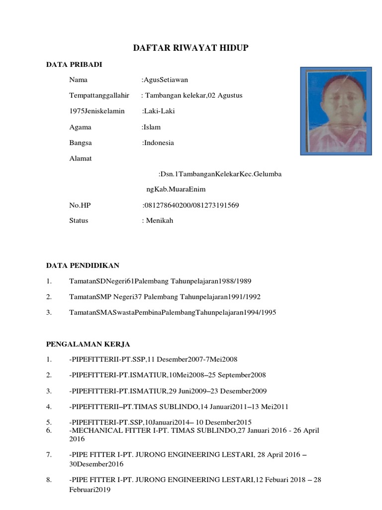 CV Agus Setiawan | PDF