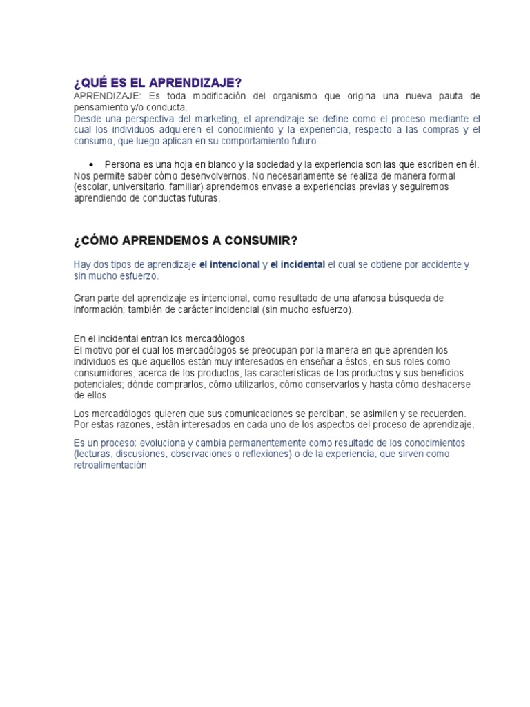 Qué Es El Aprendizaje | PDF | Aprendizaje | Comportamiento