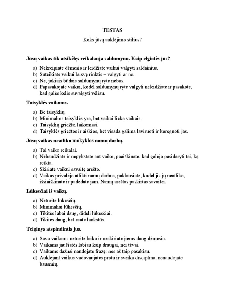 Auklėjimo stiliai | PDF