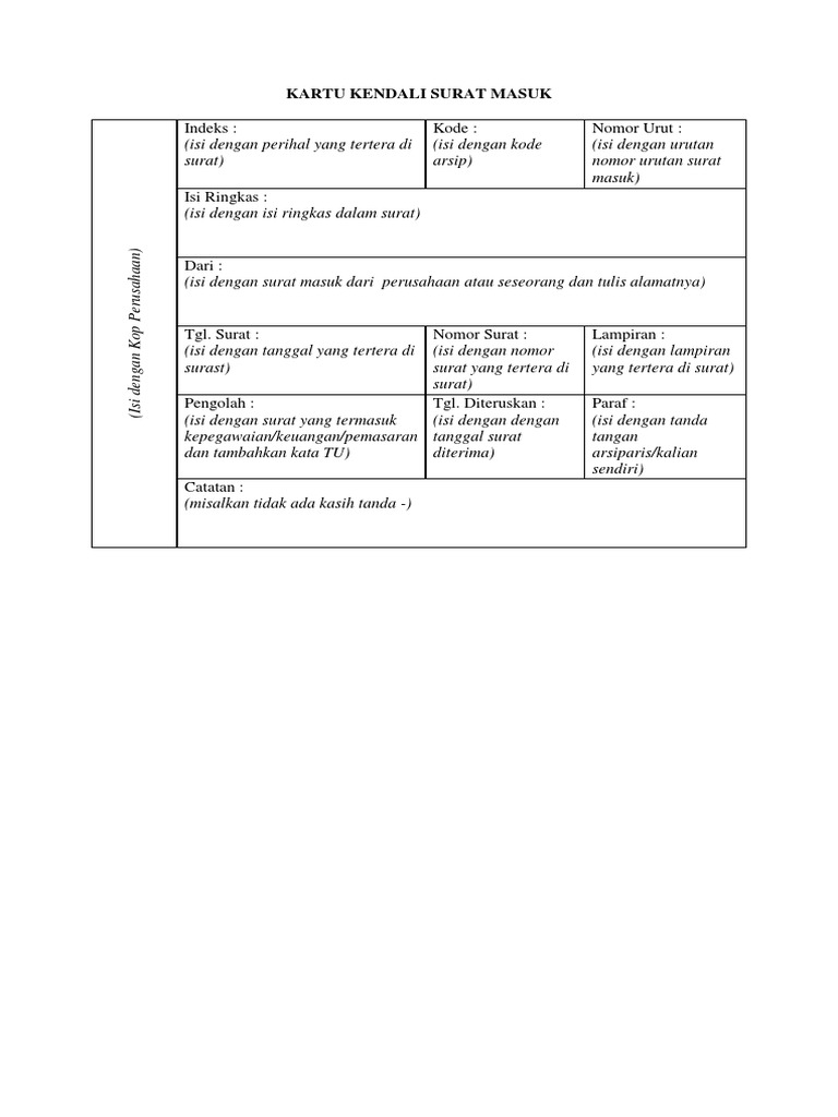 Tata Cara Pengisian Kartu Kendali | PDF