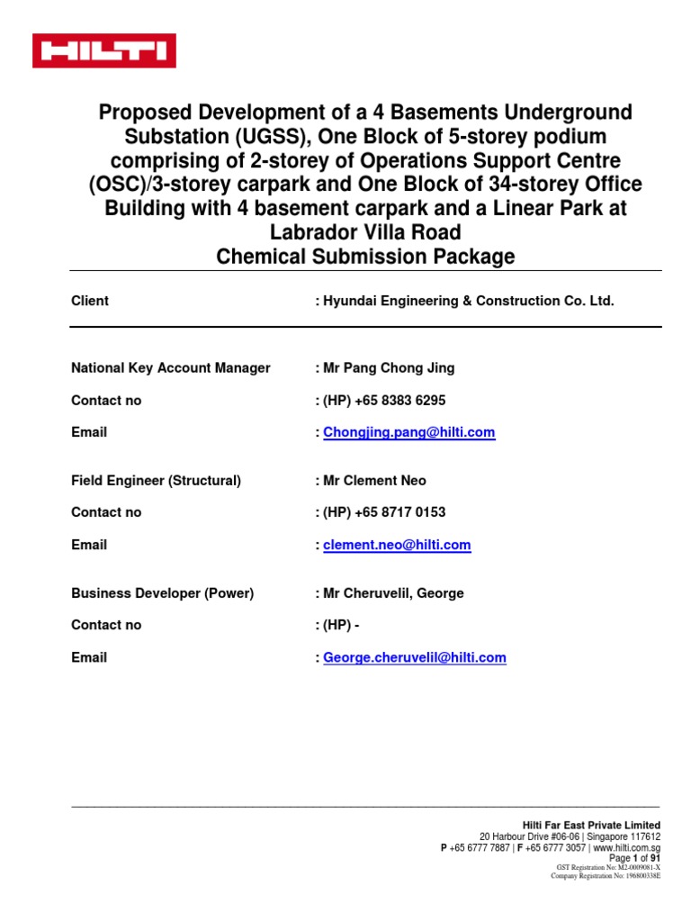 Hilti HIT-RE500 V3 Chemical Submission | PDF
