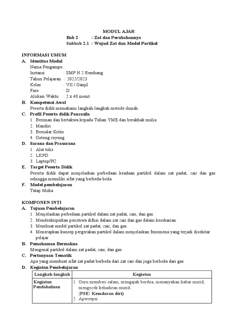 MA Bab 2 Zat Dan Perubahannya | PDF