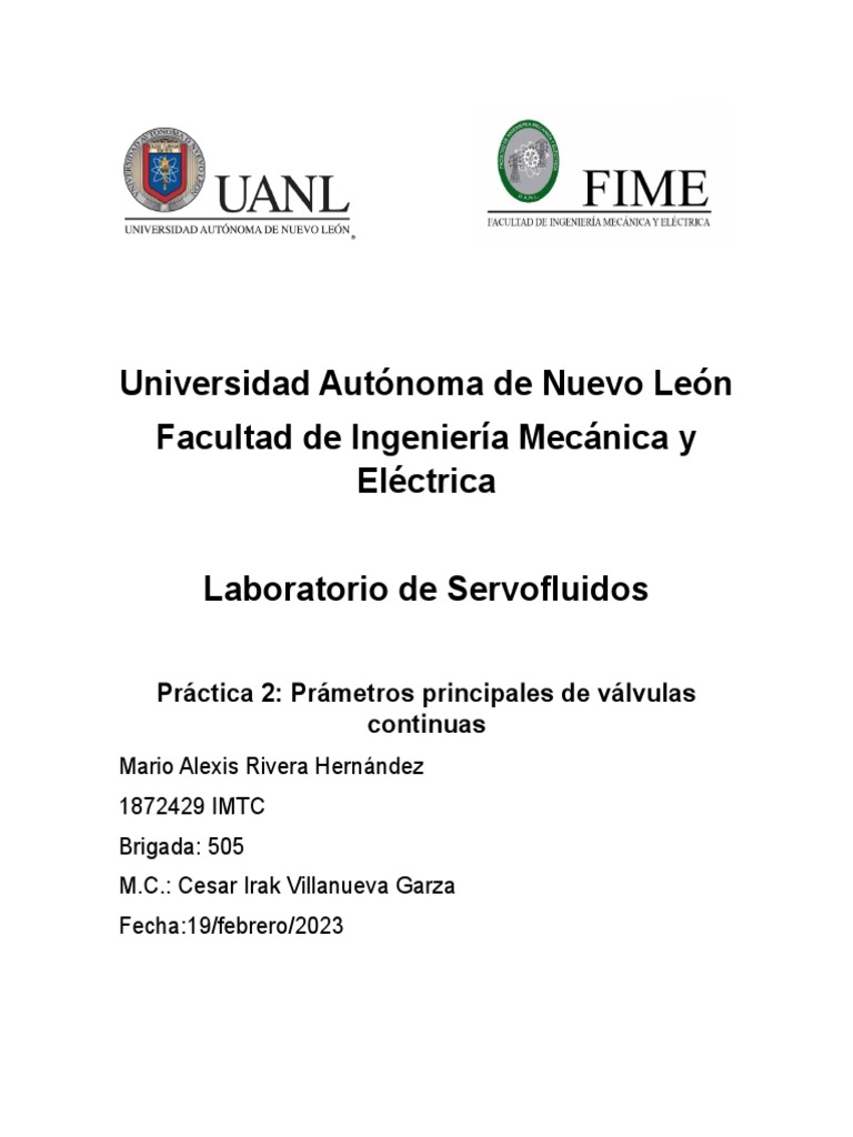 Parámetros De Válvulas Continuas En Servofluidos Pdf Tecnología