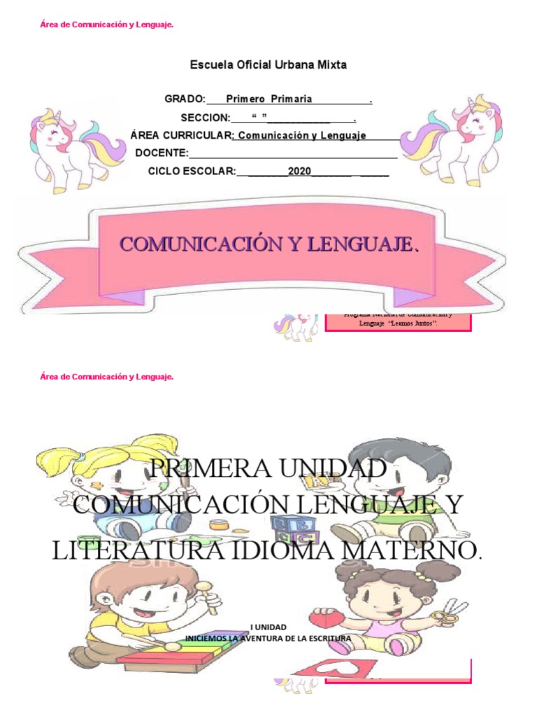 Plan L1 Primer Grado | PDF | Comunicación | Sílaba