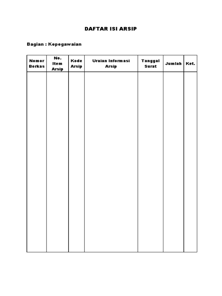 Daftar Isi Arsip | PDF