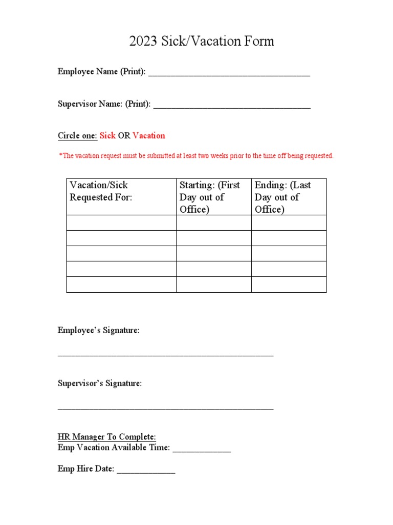 2023 Leave Form | PDF | Business