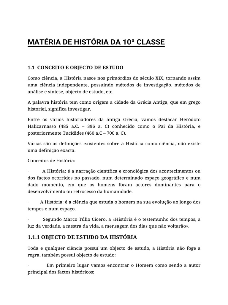 Fascículo de História 10 Classe | PDF | Renascimento | Paleolítico