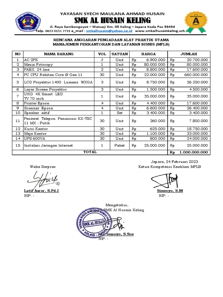 RAB ALAT PRAKTIK UTAMA MPLB - SO Cafe | PDF