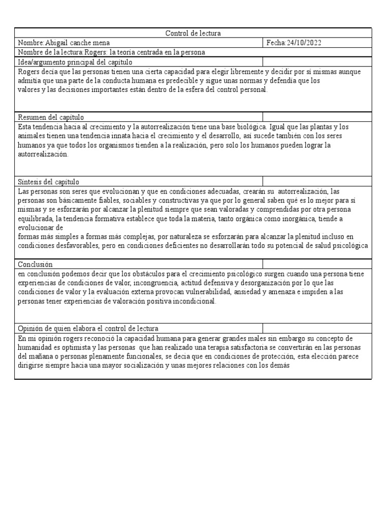 Control de Lectura-Rogers-1 | PDF