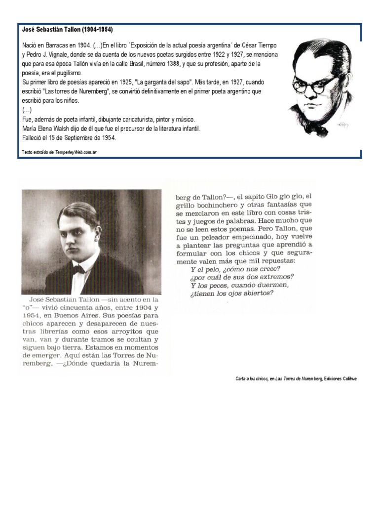 José Sebastián Tallon: Poeta Infantil Argentino | PDF