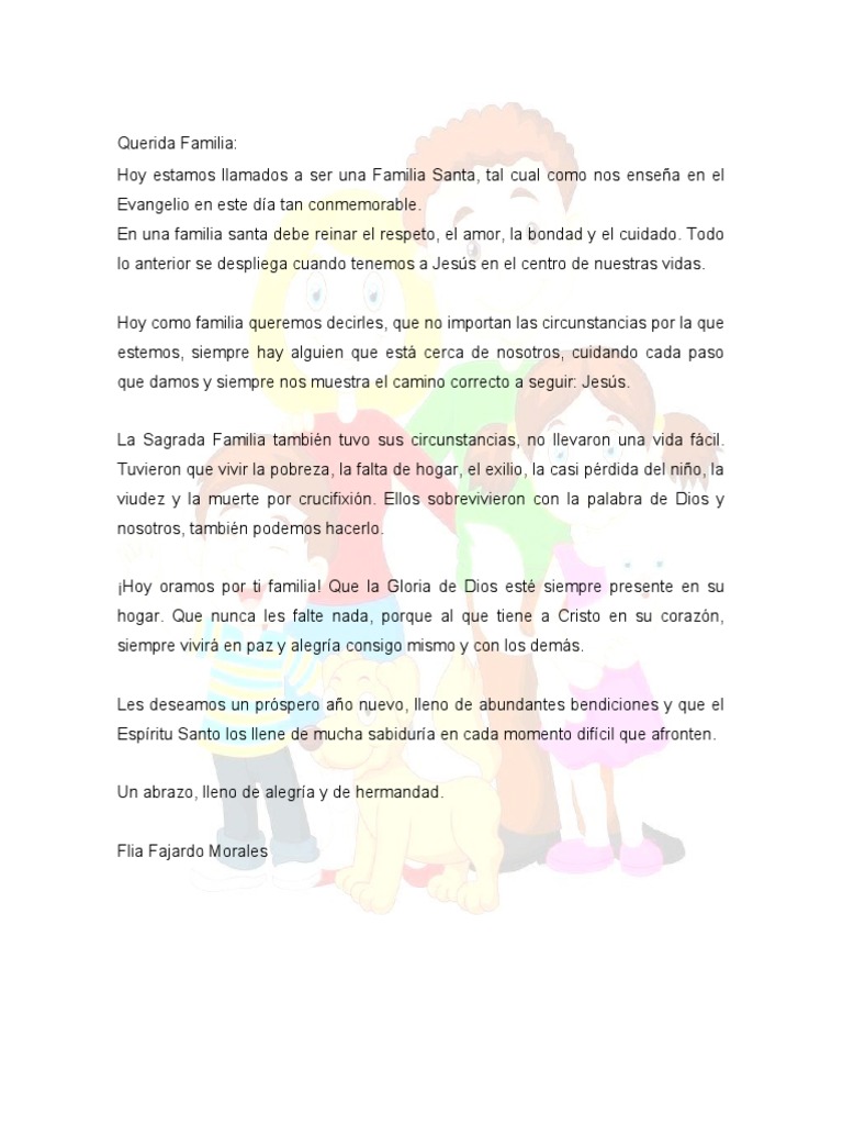 Carta A La Familia – Cartas Para Mis Hermanos – UPFV