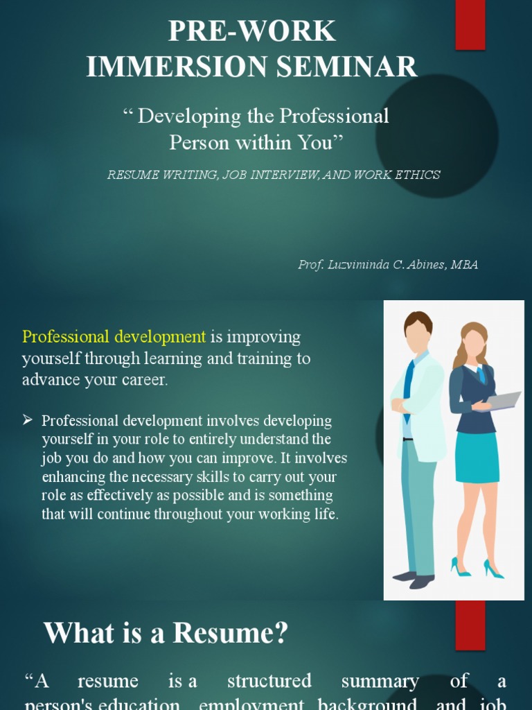 Pre Work Immersion Seminar | PDF | Résumé | Job Interview